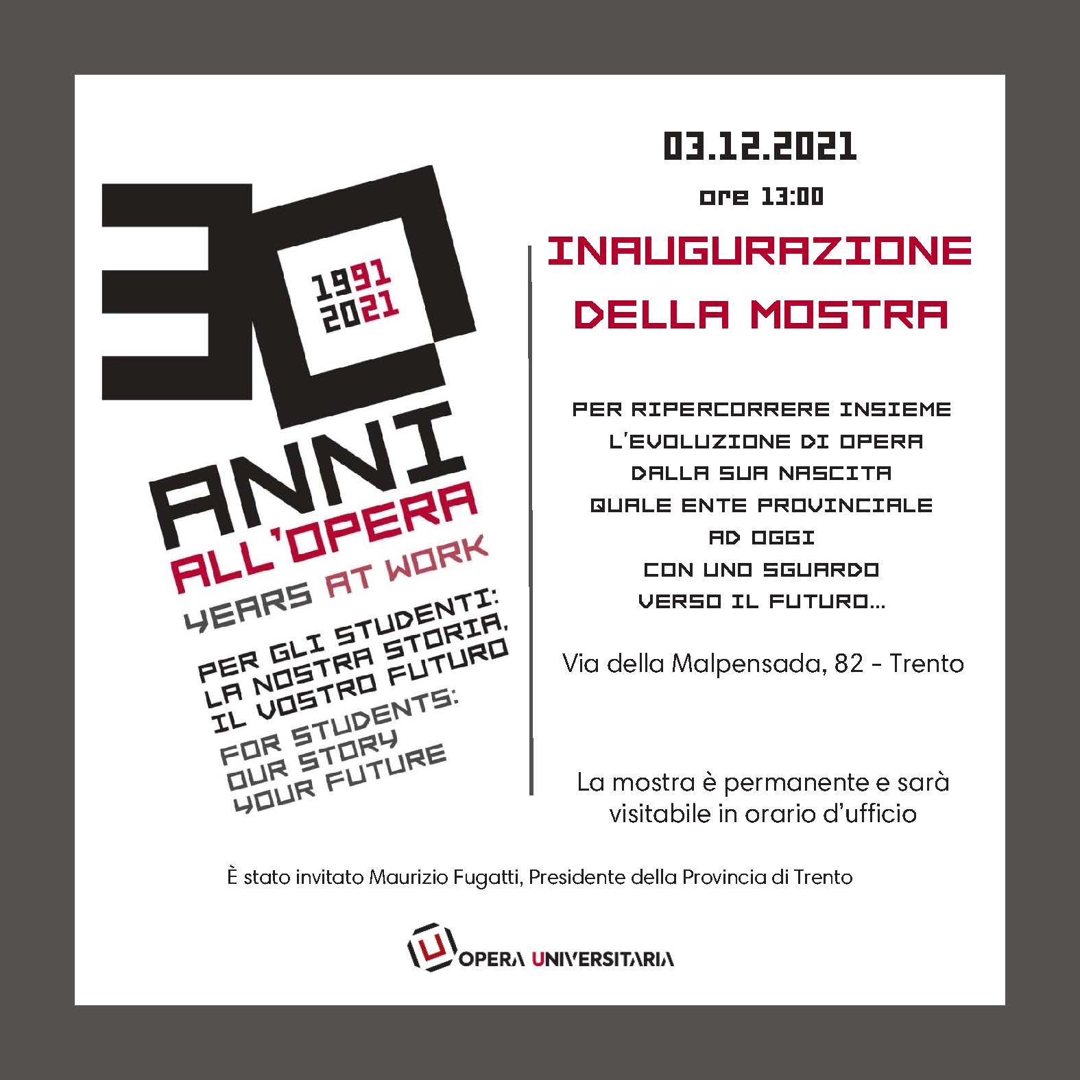 Inaugurazione Mostra "30 anni all'Opera"